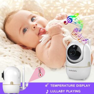 HelloBaby Video Monitor with Remote PTZ Camera, Video Baby Monitor with Audio Sensor, 2-Way Communication,Auto Night Vision,Digital Zoom,Room Temperature Monitoring