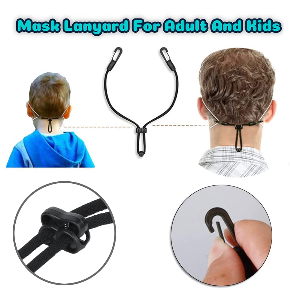 Mask Extender Lanyard,Anti-Tightening Comfortable Ear Strap Extension Hook Black 4 PCS