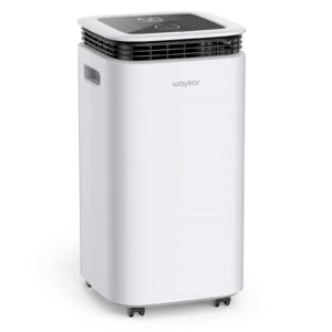 waykar 2500 sq. ft home dehumidifier with drain hose for bedrooms, basements, bathrooms, and laundry rooms - with intelligent touch control and 3 air outlets, 24 hr timer, and 0.58 gal water tank