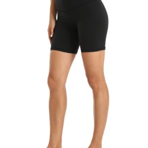 YUNOGA Women's High Waisted Yoga Short 6" Inseam Workout Athletic Biker Shorts (S, Black)