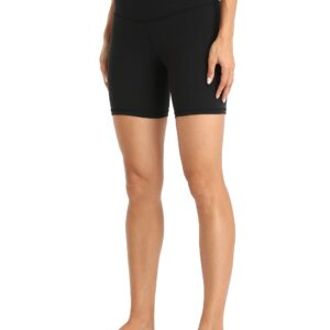 YUNOGA Women's High Waisted Yoga Short 6" Inseam Workout Athletic Biker Shorts (S, Black)