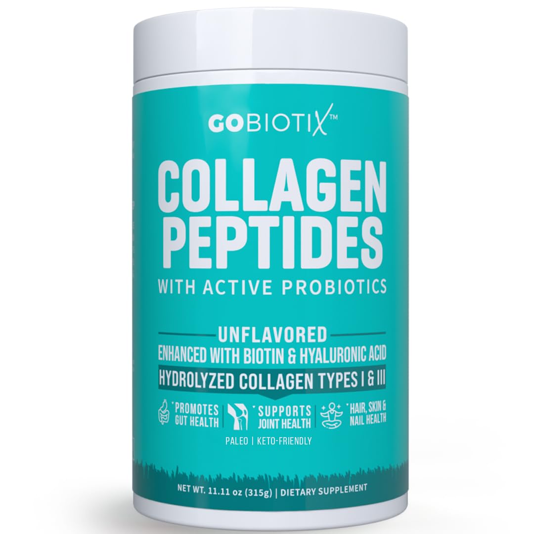 Collagen Powder Supplement with Probiotics - Hydrolyzed Protein Collagen Powder for Women - Supports Hair Skin and Nails - Gut and Joint Health - Collagen Peptides Type I and III - 30 Servings