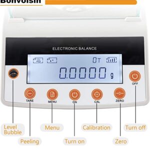 Bonvoisin Digital Analytical Balance 0.1mg High Precision Lab Scale CE Certificated Electronic Balance 0.0001g Scientific Laboratory Scale (220g, 0.1mg)