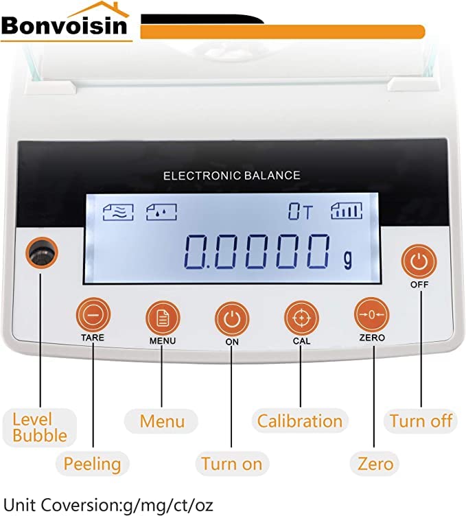 Bonvoisin Digital Analytical Balance 0.1mg High Precision Lab Scale CE Certificated Electronic Balance 0.0001g Scientific Laboratory Scale (220g, 0.1mg)