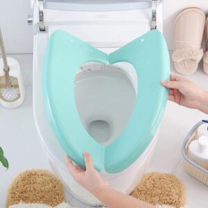 HEALLILY Folding Toilet Pad for Home Travel Potty Seat Washable Folding Safe Healthy Travel Pad Training Tool Toilet Seat Cover Seat Cushion for Adult and Kids (Green)