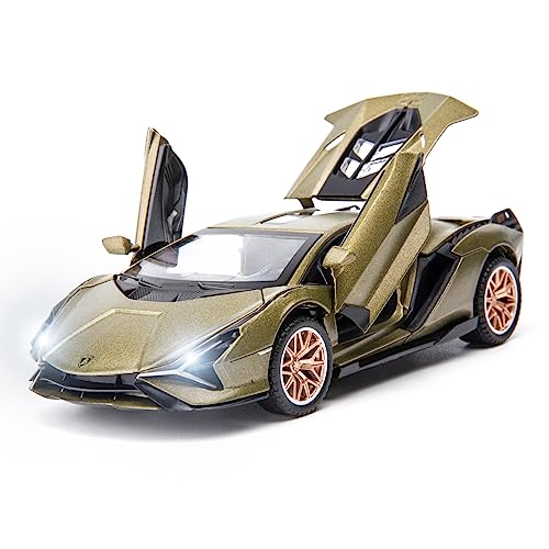 BDTCTK Sian FKP37 Car Model Toy 1:32 Child Sound and Light Pull Back Car Zinc Alloy Casting Toys for Kids Boy Girl Gift (Army Green)