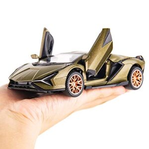 BDTCTK Sian FKP37 Car Model Toy 1:32 Child Sound and Light Pull Back Car Zinc Alloy Casting Toys for Kids Boy Girl Gift (Army Green)