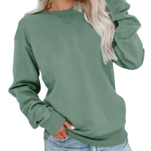 Bingerlily Womens Casual Long Sleeve Sweatshirt Crew Neck Cute Pullover Relaxed Fit Tops (Green,Medium)