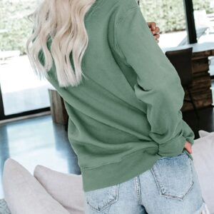 Bingerlily Womens Casual Long Sleeve Sweatshirt Crew Neck Cute Pullover Relaxed Fit Tops (Green,Medium)