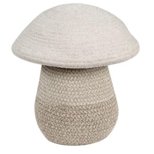 Lorena Canals Basket Baby Mushroom - Natural, Linen, Soil Brown - Baskets - Ø 7'' x 8" - 97% Cotton, 3% Other Fibres