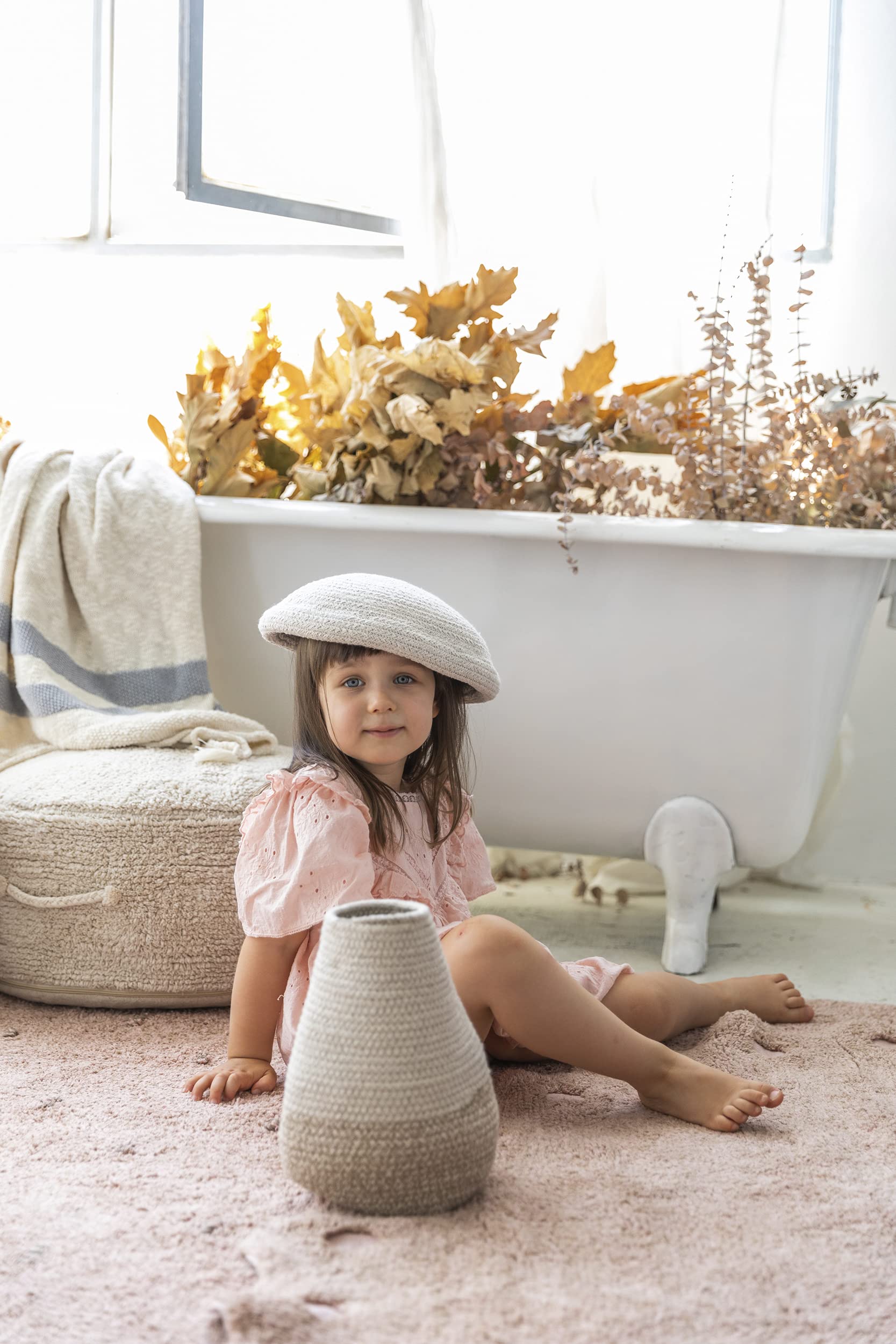 Lorena Canals Basket Baby Mushroom - Natural, Linen, Soil Brown - Baskets - Ø 7'' x 8" - 97% Cotton, 3% Other Fibres