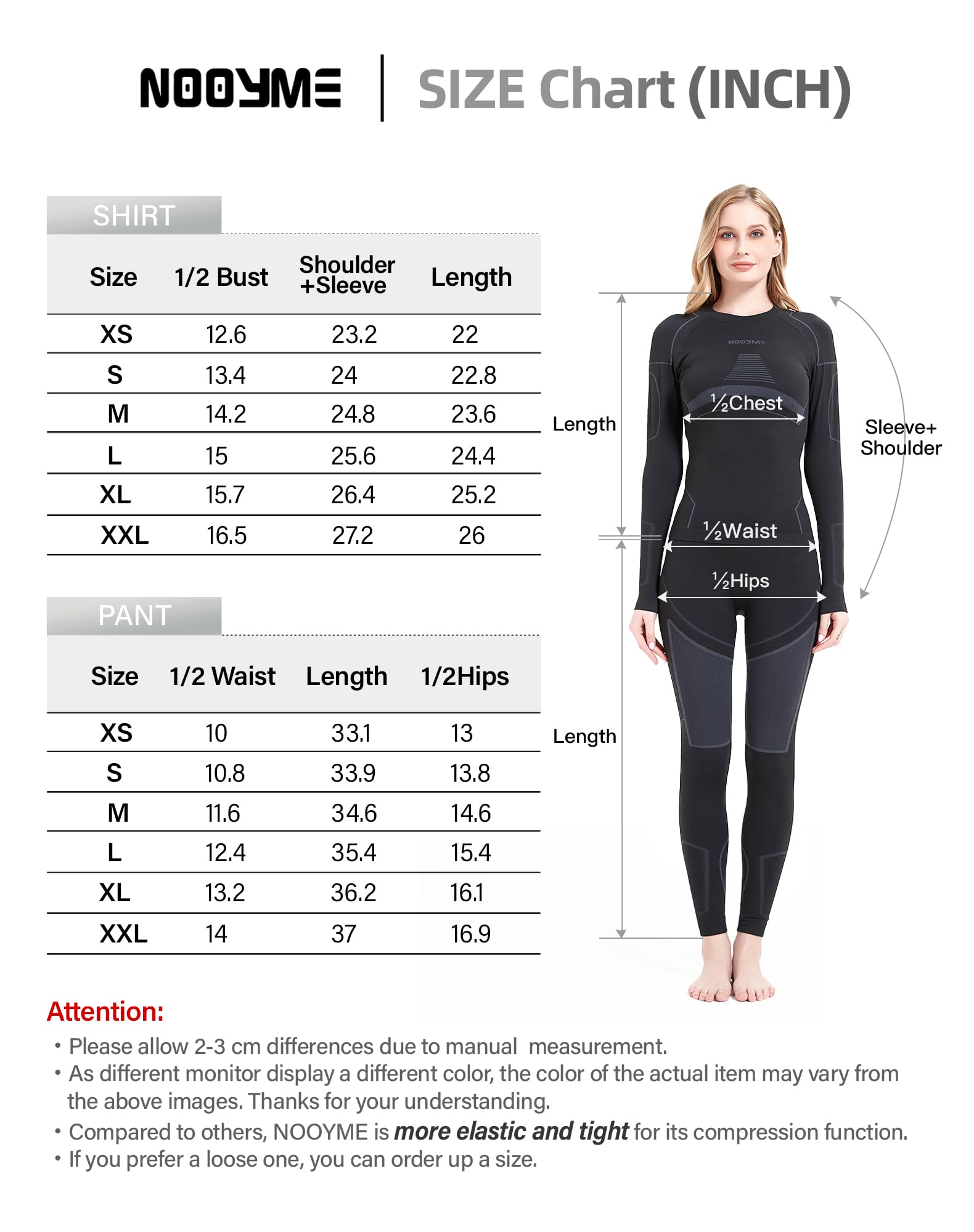 NOOYME Thermal Underwear for Women Long Johns for Women, Base Layer Women Black-grey