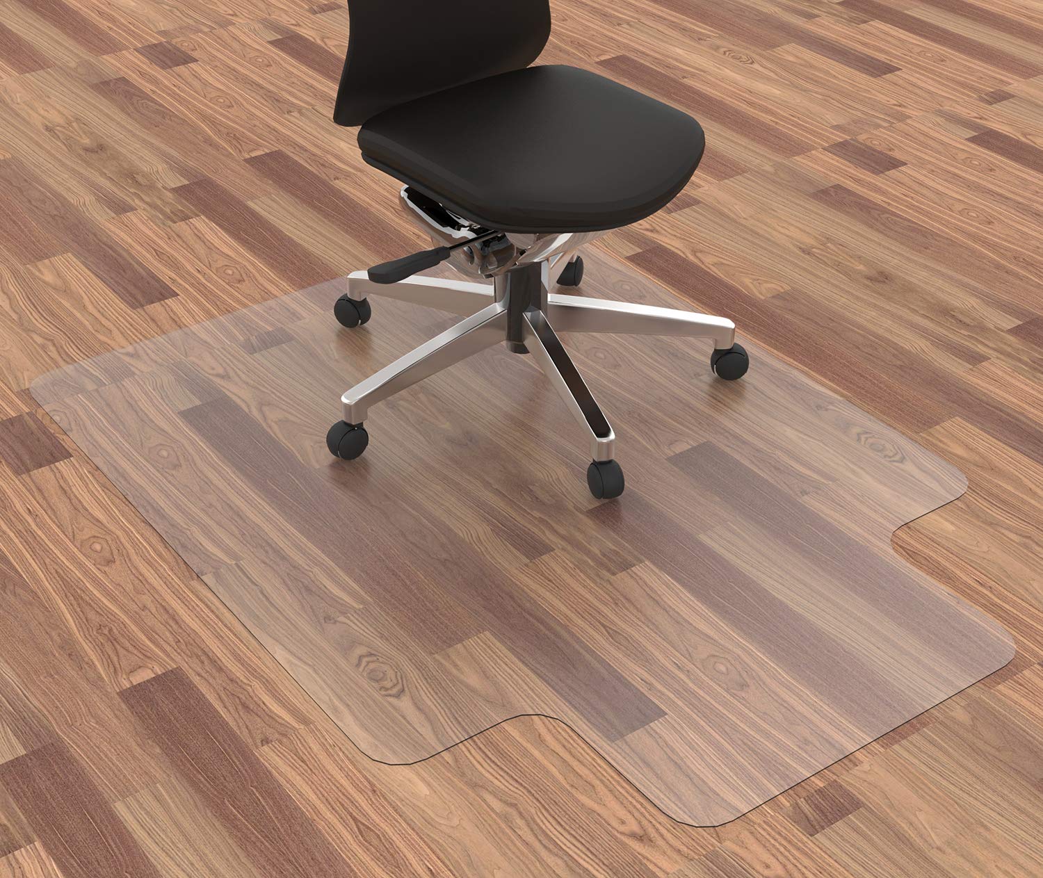 HOMEK Office Chair Mat for Hardwood Floor, 48”x 36” Clear Floor Protector Mat for Office Chair, Vinyl Desk Chair Mat for Hard Floors, Easy Glide for Chairs