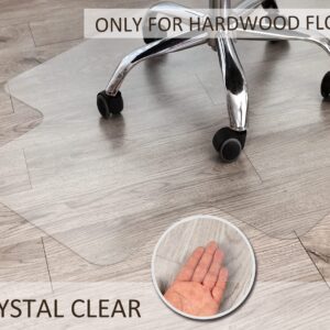 HOMEK Office Chair Mat for Hardwood Floor, 48”x 36” Clear Floor Protector Mat for Office Chair, Vinyl Desk Chair Mat for Hard Floors, Easy Glide for Chairs