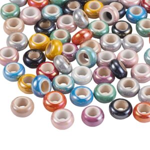 ur urlifehall 100 pcs random mixed color electroplate porcelain beads large hole rondelle beads for necklace bracelet jewelry making