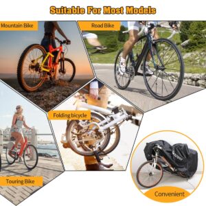 Gazeer Bicycle Cover with Lock Hole Reflective Safety Loops for 2 or 3 Bikes up to 29" Outdoor Storage, Waterproof, Anti-UV, Heavy Duty Ripstop Material 210D