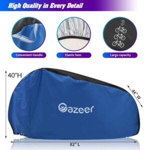 Gazeer Bicycle Cover with Lock Hole Reflective Safety Loops for 2 or 3 Bikes up to 29" Outdoor Storage, Waterproof, Anti-UV, Heavy Duty Ripstop Material 210D