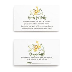 25 Wreath Safari Greenery Baby Shower Invitations (Large Size 5X7 inches), Diaper Raffle Tickets, Baby Shower Book Request Cards with Envelopes Jungle Animal Invites for Boy Neutral Baby Showers