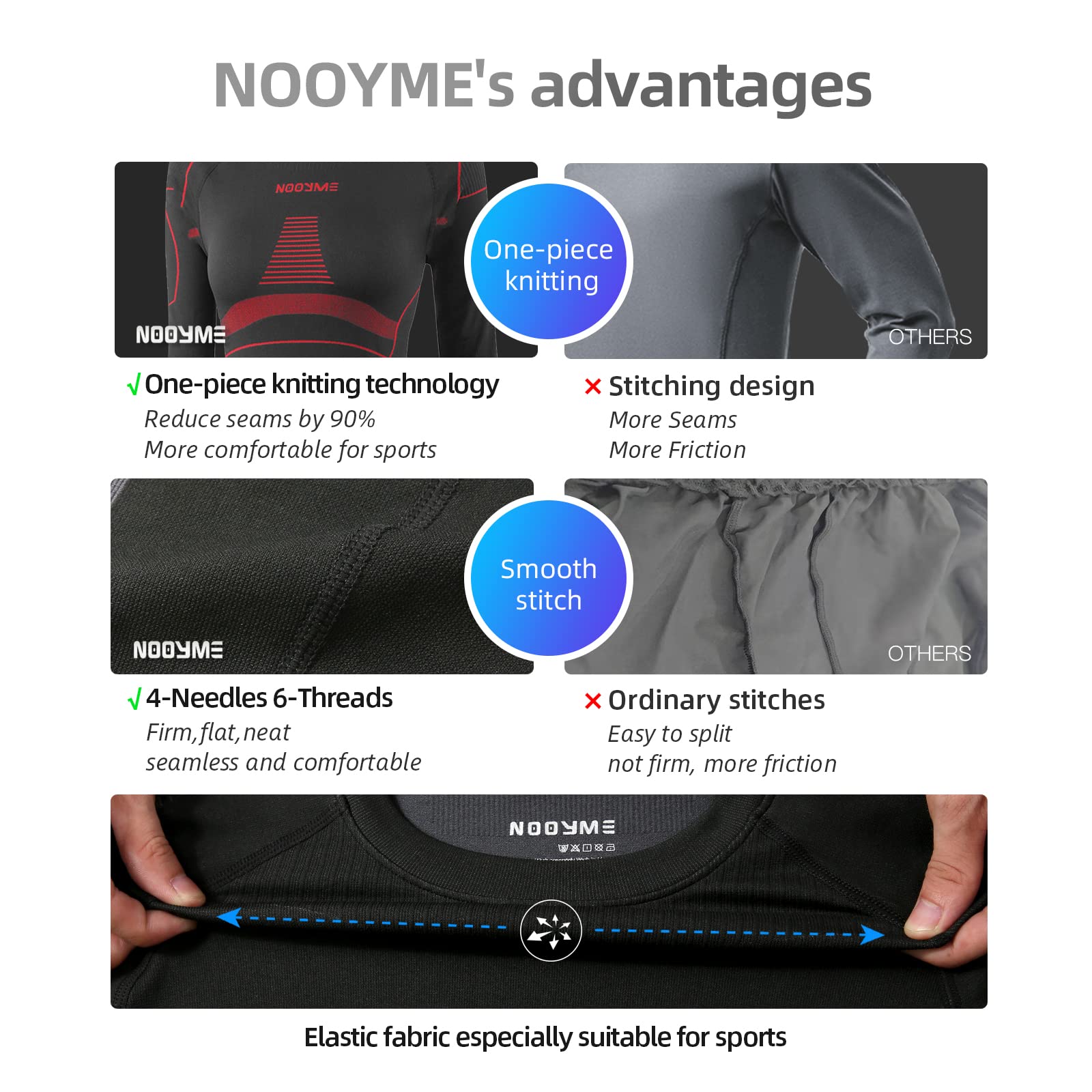 NOOYME Thermal Underwear for Women Long Johns for Women, Base Layer Women Black-red