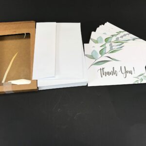 25 Greenery Thank You Cards (Flat not Foldable) With 25 Envelopes For Weddings, Engagements, Birthday, Baby or Bridal Shower, Housewarming Thanks Invites.