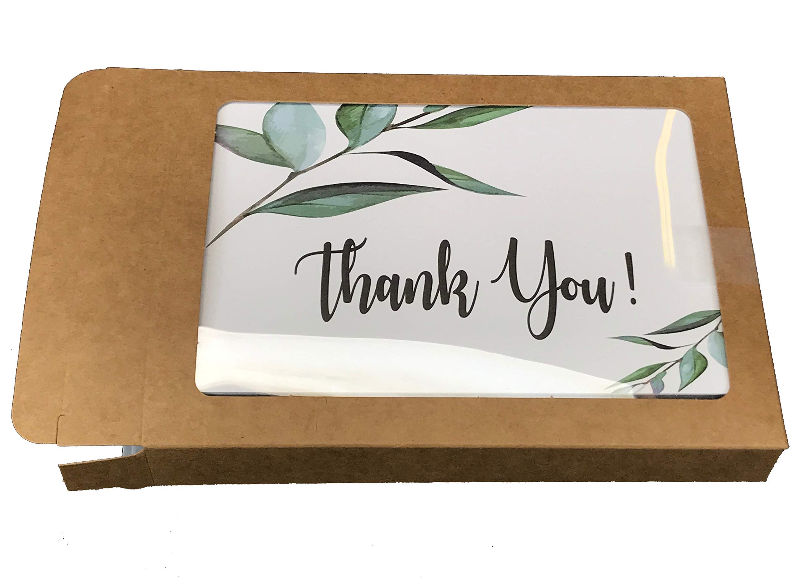 25 Greenery Thank You Cards (Flat not Foldable) With 25 Envelopes For Weddings, Engagements, Birthday, Baby or Bridal Shower, Housewarming Thanks Invites.