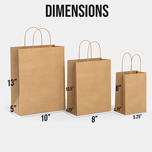 BagKraft Brown Paper Bags with Handles Mixed Size | 100% Recyclable Kraft Paper | Ideal for Gifts, Shopping, Boutique, Packaging, Merchandise, Grocery and Craft (30)