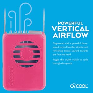 O2COOL Personal Travel Rechargeable Battery Powered Neck Cooling Fan, 2-Pack (Pink)