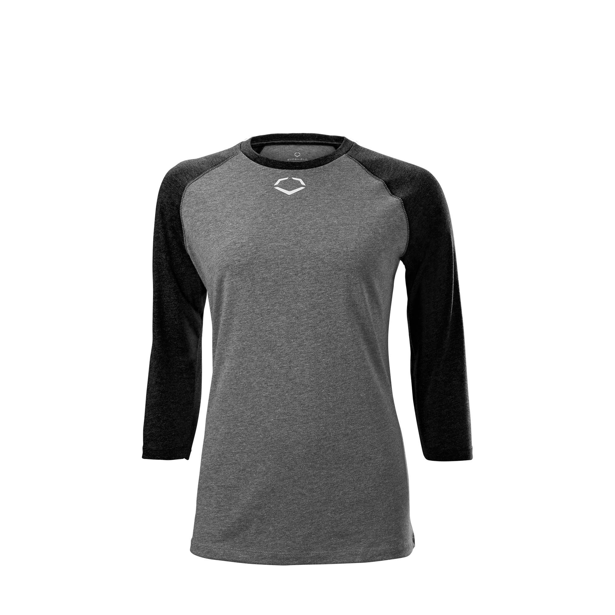 EvoShield Women's Standard Poly/Cotton Mid Sleeve Shirt, Charcoal/Black Heather, Small