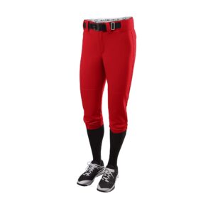 evoshield women's standard standout fastpitch high rise pant, scarlet, medium