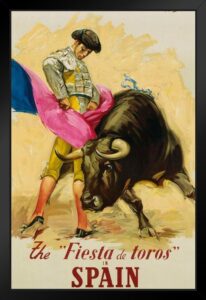 spain the fiesta de toros bullfighter matador vintage illustration travel art deco vintage french wall art nouveau 1920 french advertising vintage poster prints stand or hang wood frame display 9x13