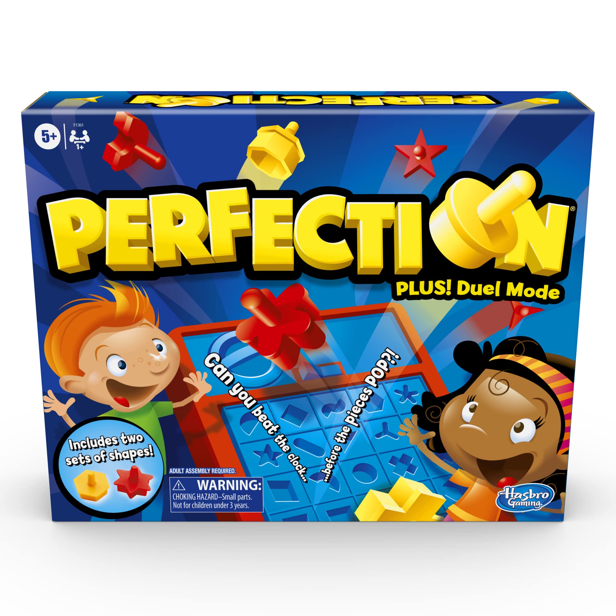 Hasbro Gaming Perfection Plus 2-Player Duel Mode Popping Shapes and Pieces Ages 5 and Up (Amazon Exclusive)