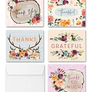 Rustic Thank you cards, floral thank you cards, thank you cards floral, floral stationary, chic thank you cards (25 pack)