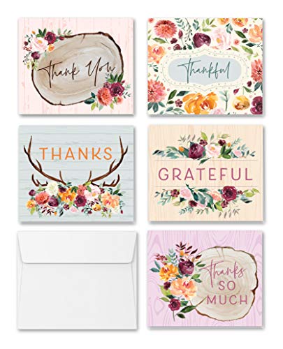 Rustic Thank you cards, floral thank you cards, thank you cards floral, floral stationary, chic thank you cards (25 pack)