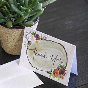 Rustic Thank you cards, floral thank you cards, thank you cards floral, floral stationary, chic thank you cards (25 pack)