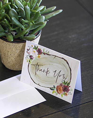 Rustic Thank you cards, floral thank you cards, thank you cards floral, floral stationary, chic thank you cards (25 pack)