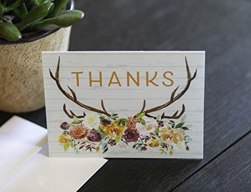 Rustic Thank you cards, floral thank you cards, thank you cards floral, floral stationary, chic thank you cards (25 pack)