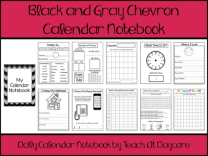 printable black and gray chevron daily calendar notebook