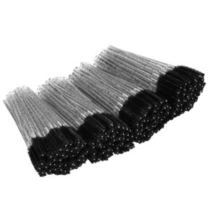 tifanso 200pcs eyelash brush disposable mascara brush wand for lashes spoolie brushes eyebrow spoolie eyelash extension supplies (black)