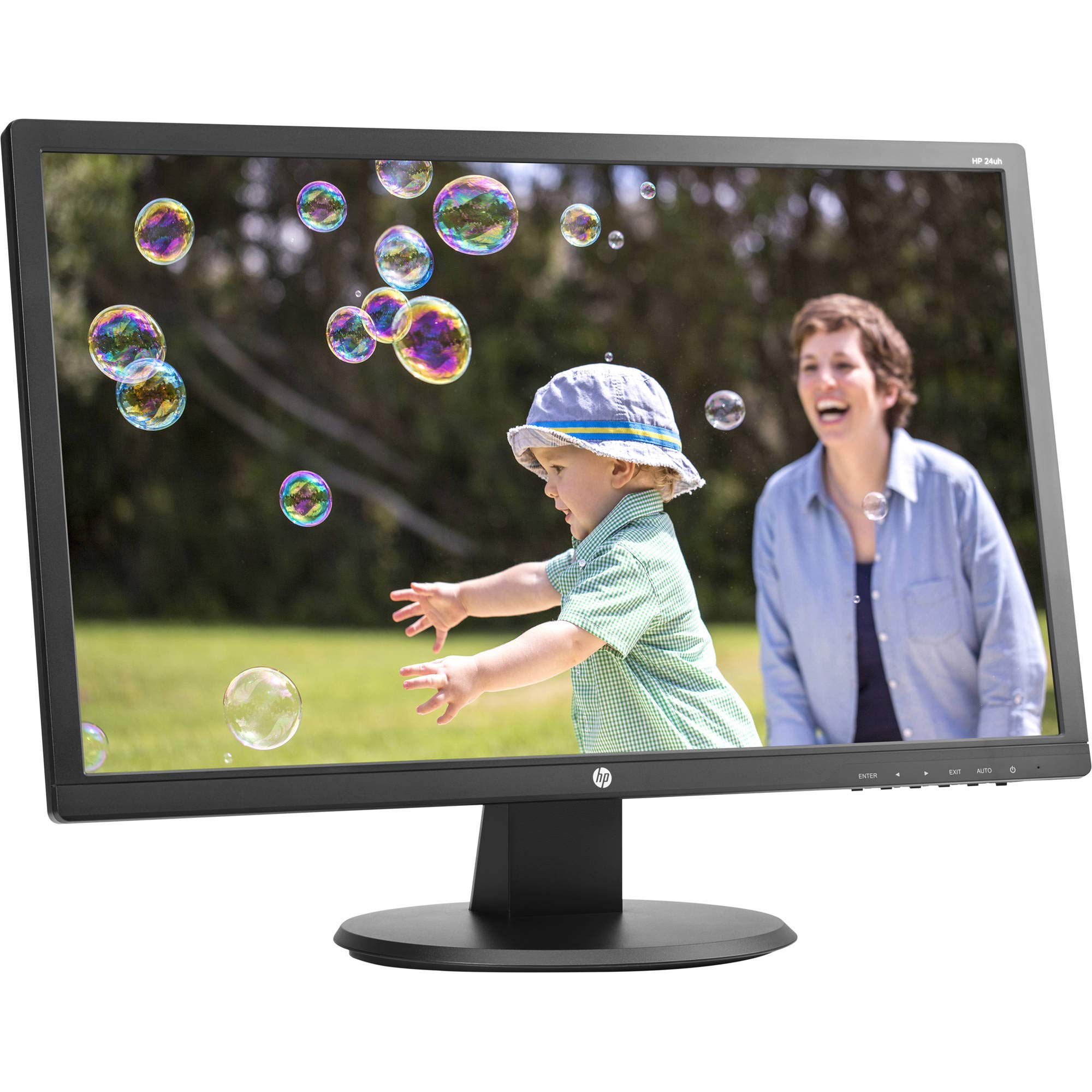 HP 24uh 24-inch Full HD 1920 x 1080 LED Backlit LCD Monitor 2-Pack Bundle with HDMI, VGA, DVI Ports, and Desk Mount Clamp Dual Monitor Stand