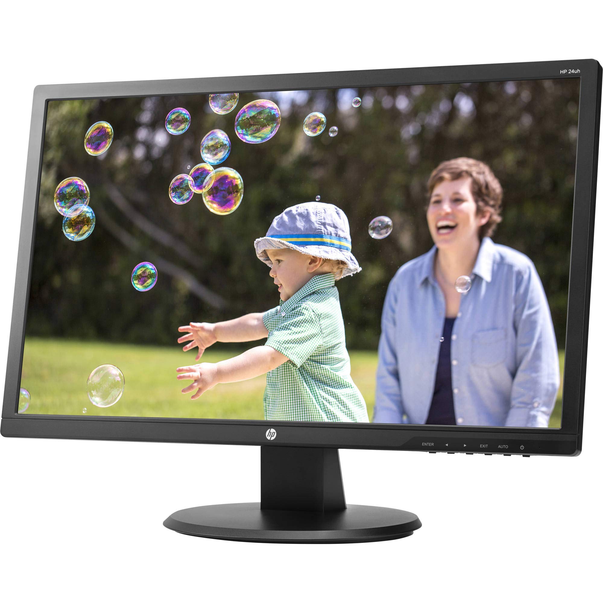 HP 24uh 24-inch Full HD 1920 x 1080 LED Backlit LCD Monitor 2-Pack Bundle with HDMI, VGA, DVI Ports, and Desk Mount Clamp Dual Monitor Stand