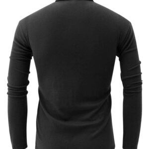 jonivey Mens Basic Turtleneck Long Sleeve Lightweight Soft Casual Knit Fitted Thermal T-Shirt Pullover Tops (03Black,XL)