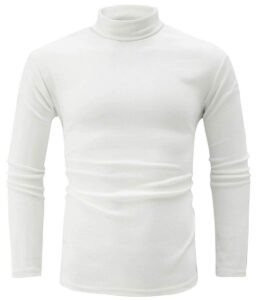 jonivey mens basic turtleneck long sleeve lightweight soft casual knit fitted thermal t-shirt pullover tops (03white,s)