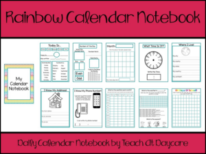 printable rainbow daily calendar notebook