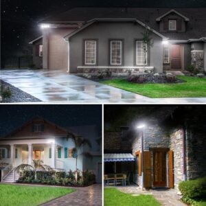 Olafus 60W Flood Lights Outdoor 2 Pack, Switch Controlled LED Security Lights 6000LM, 6500K Outside Floodlight, IP65 Waterproof Exterior Light Fixture for House, Yard, Garage, Wall/Eave Mount Brown