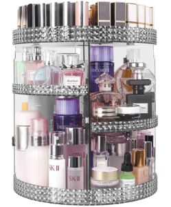 hemtroy 360 degree rotating makeup organizer, extra large capacity organizador de maquillaje, removable diy 7 layers skincare organizer, acrylic beauty perfume organizer for vanity countertop (gray)