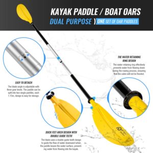 S.Y. Home&Outdoor Kayak Paddle Aluminum Alloy Oars for Boat 87.5 Inches Heavy Duty Canoe Paddle Asymmetrical Lightweight Boating Oar - Yellow