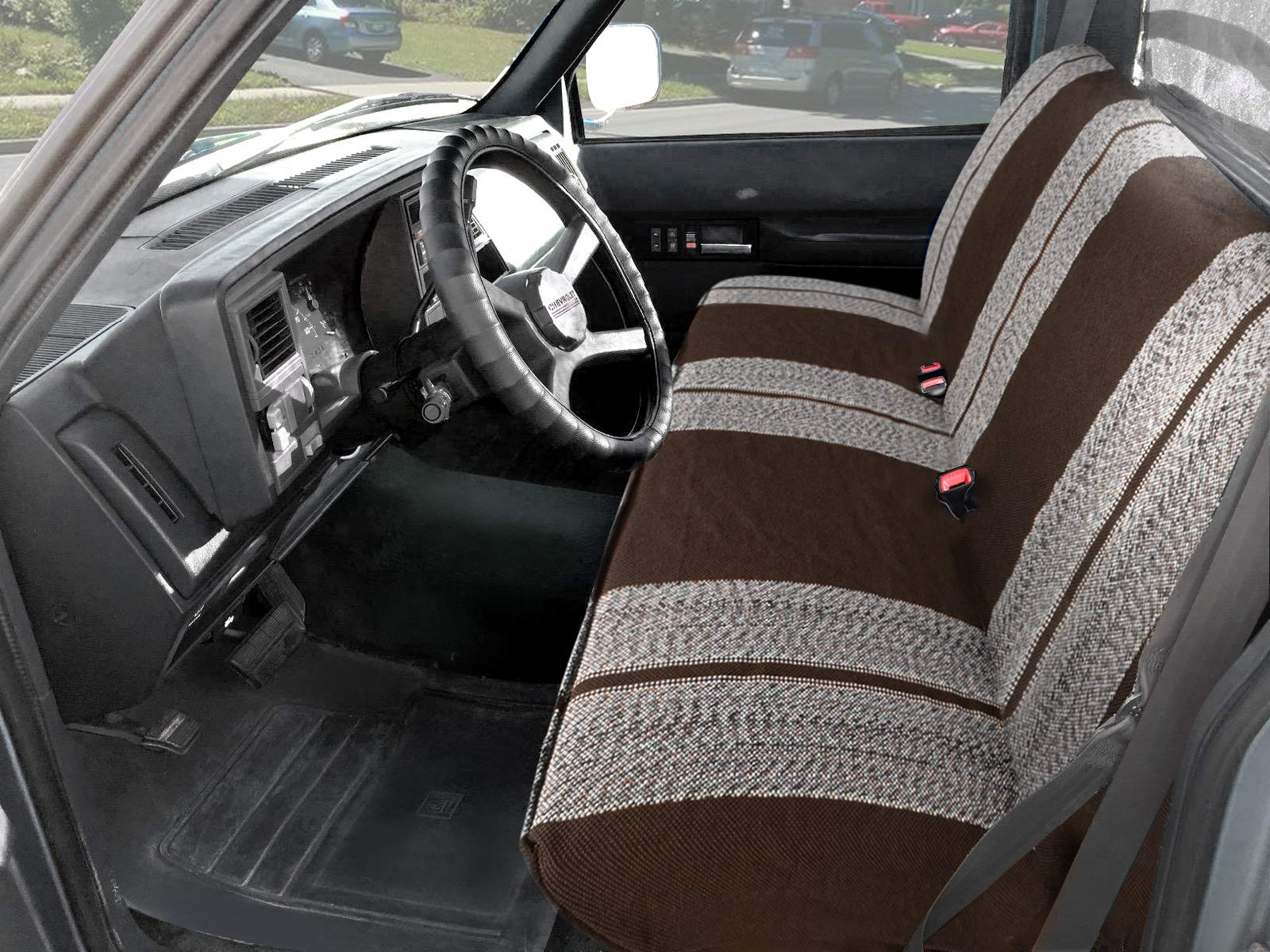 Leader Accessories Saddle Blanket Brown Bench Seat Cover Fits for Ford Chevrolet Dodge Full Size Pickup Trucks