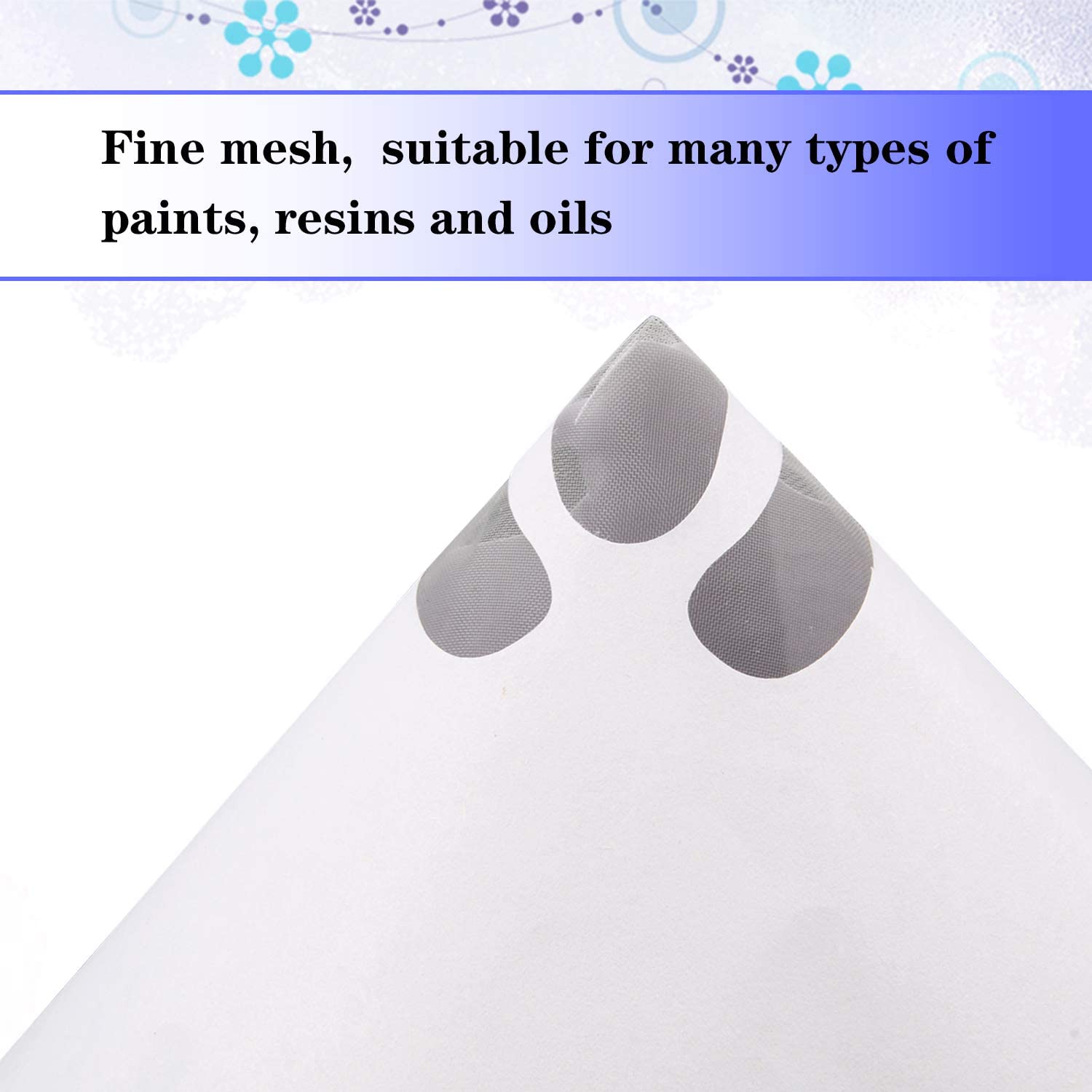 JANYUN 75 Pcs Paint Filter, Resin Filter Disposable Paint Strainers for Automotive Spray Paint, Art Painting Cooking Oil Filter with Cone Silicone Funnel Filter