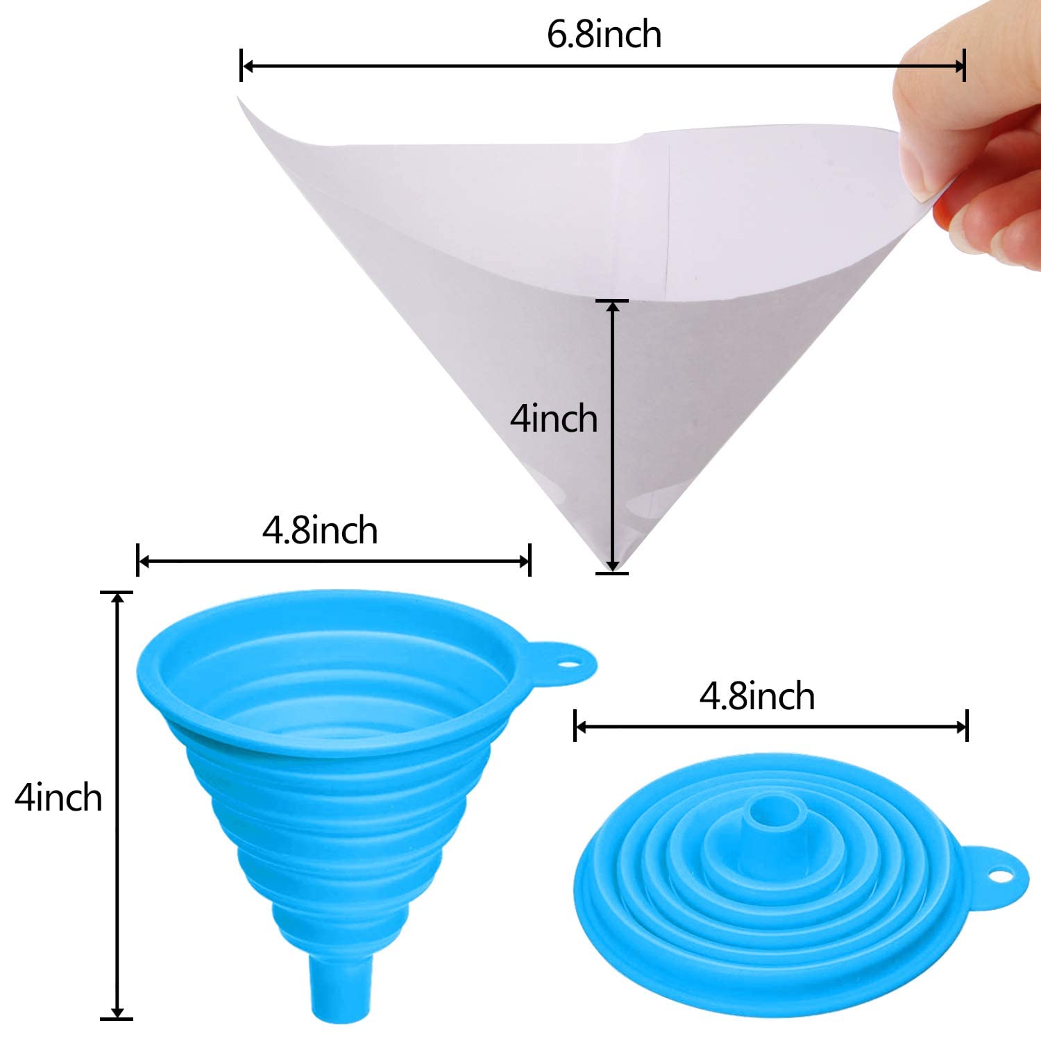 JANYUN 75 Pcs Paint Filter, Resin Filter Disposable Paint Strainers for Automotive Spray Paint, Art Painting Cooking Oil Filter with Cone Silicone Funnel Filter