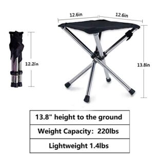 Camping Stool,Portable Chair 12.6 inch Large-Size Lightweight Camping Stool, Stainless Steel Outdoor Foldable Chair for Camping, Travel, Hiking, BBQ, Fishing, Garden, Beach(Black Large)